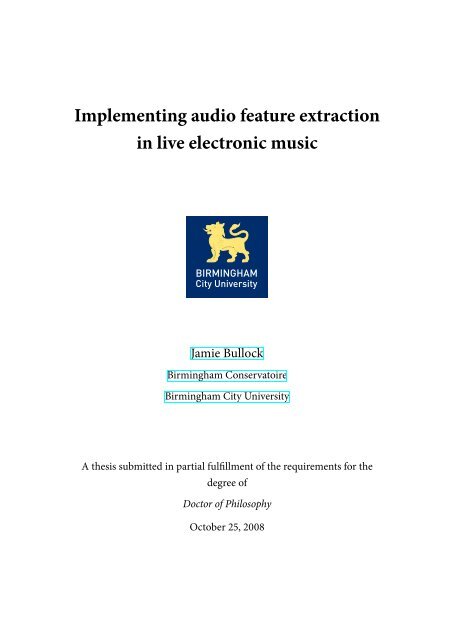 Implementing audio feature extraction in live electronic music