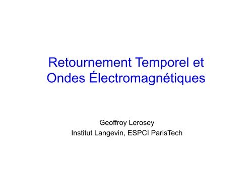 Retournement Temporel et p Ondes Électromagnétiques