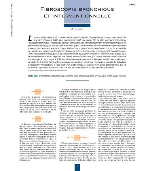 Fibroscopie bronchique et interventionnelle