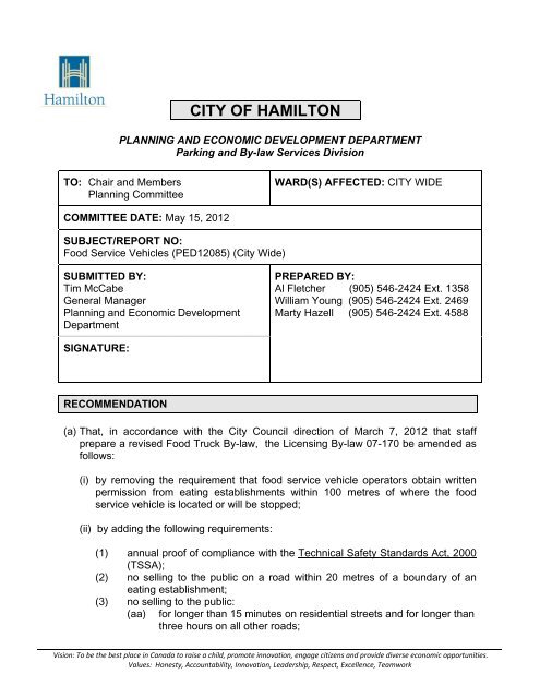 Food Service Vehicles (PED12085) - City of Hamilton