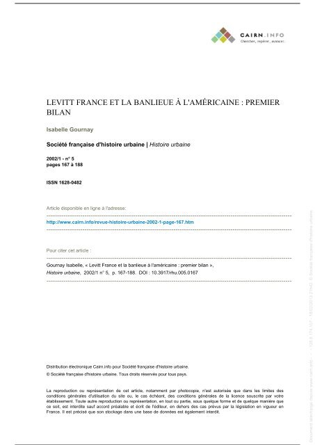 levitt france et la banlieue à l'américaine : premier bilan