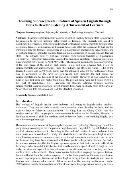 Teaching Suprasegmental Features of Spoken English through ...
