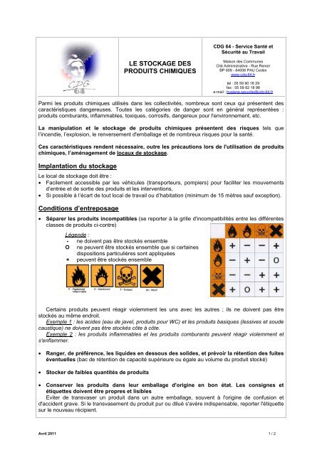 FICHE Stockage produit chimique