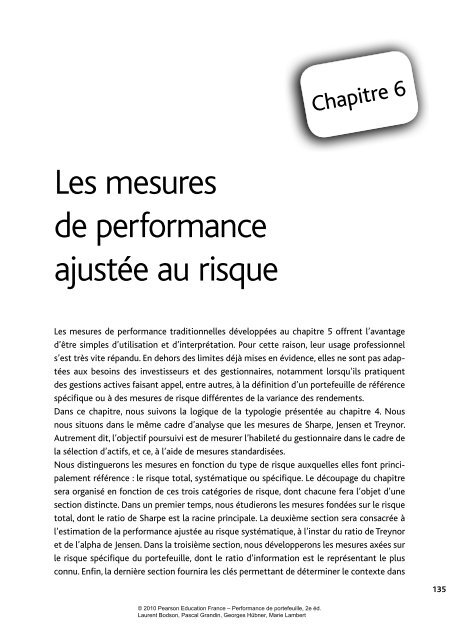Les mesures de performance ajustée au risque - Pearson