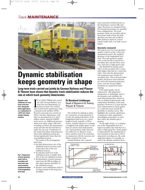 Dynamic stabilisation keeps geometry in shape - Plasser & Theurer