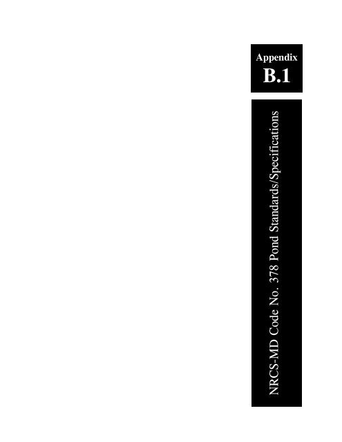 NRCS-MD Code No. 378 Pond Standards/Specifications - Maryland ...