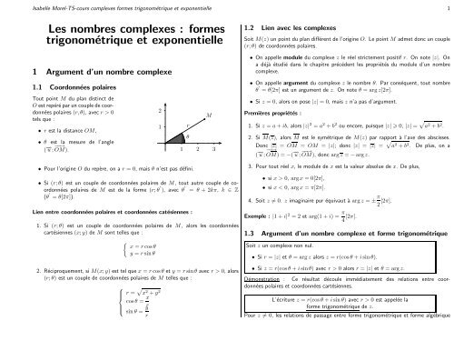 Les nombres complexes : formes trigonométrique et exponentielle