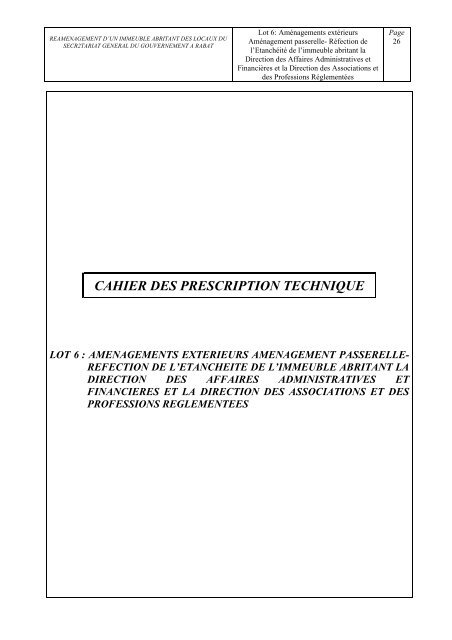 CAHIER DES PRESCRIPTION TECHNIQUE