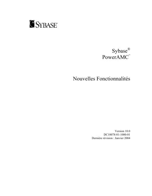Sybase PowerAMC Nouvelles Fonctionnalités