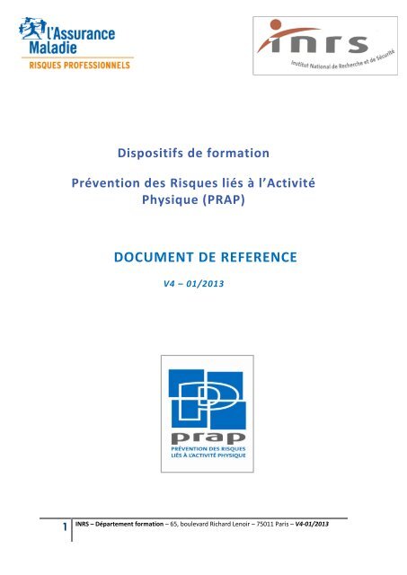 référentiel INRS de la formation PRAP - SL consultant