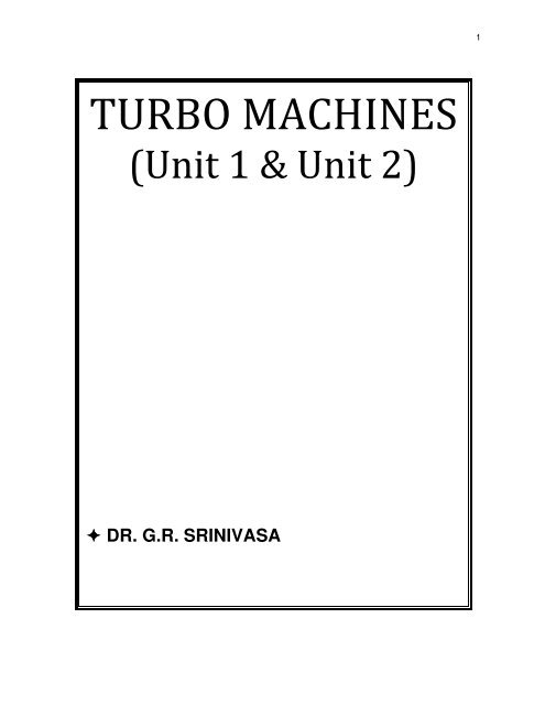 TURBO MACHINES - VTU e-Learning Centre
