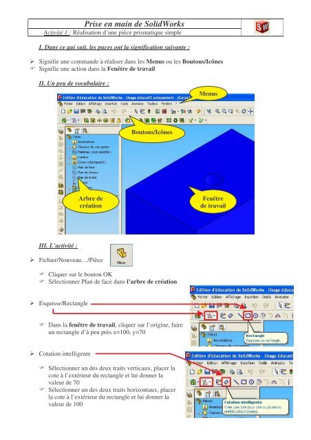 Prise en main de SolidWorks