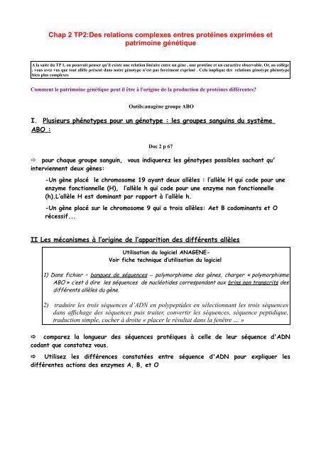 Les Gènes, les allèles