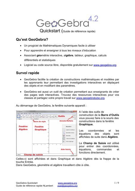 GeoGebra Quickstart