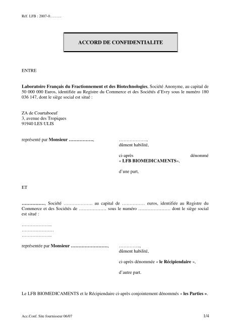 ENGAGEMENT DE CONFIDENTIALITE ET DE NON DIVULGATION