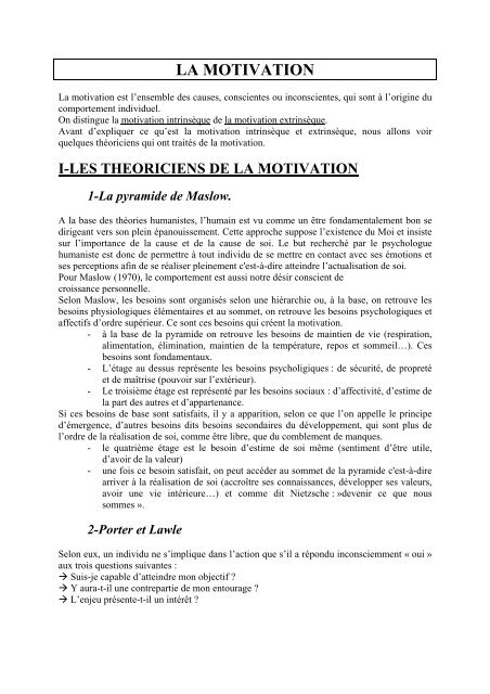 La motivation intrinsèque et extrinsèque