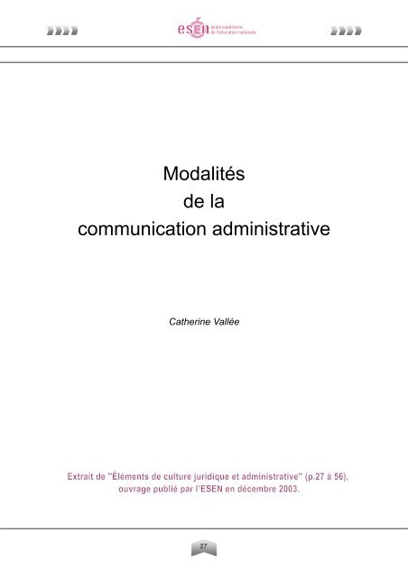 Modalités de la communication administrative - Ministère de l ...