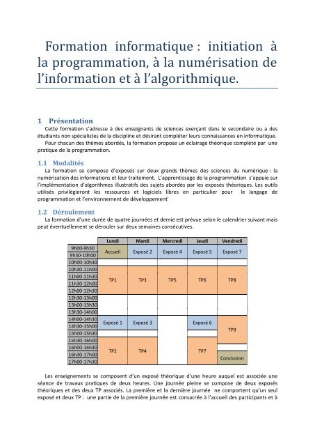 Formation informatique : initiation à la programmation, à ... - Kikencere