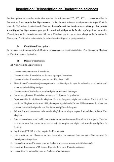 Inscription en Doctorat