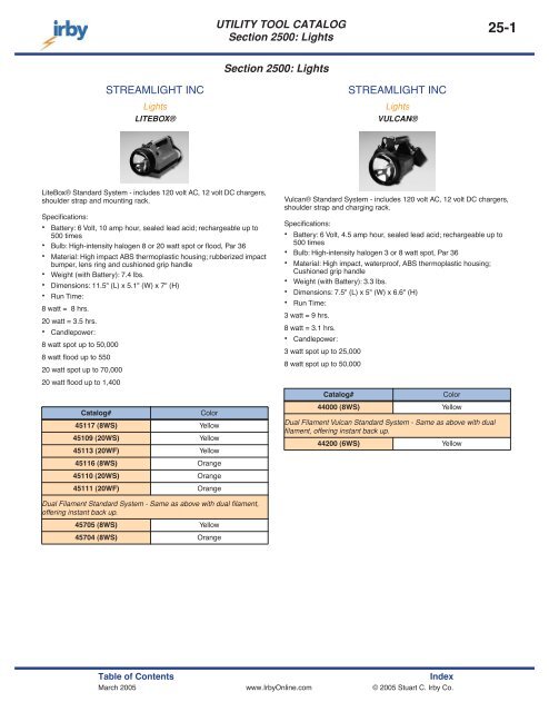 UTILITY TOOL CATALOG Section 2500 - Stuart C. Irby Co.