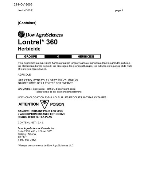 Lontrel* 360 Herbicide - True North Specialty Products