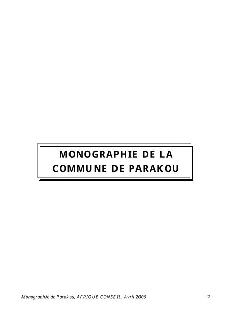 MONOGRAPHIE DE LA COMMUNE