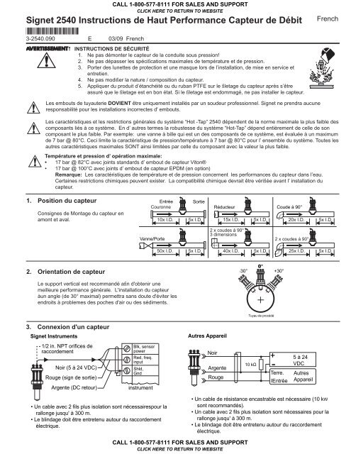 2540 revE French manual.indd - Signet Sensors