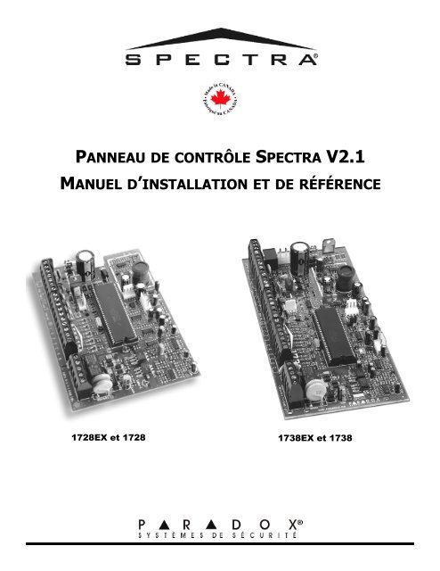 Spectra Panneaux de Contrôle - Manuals d ... - Safe-tech.net