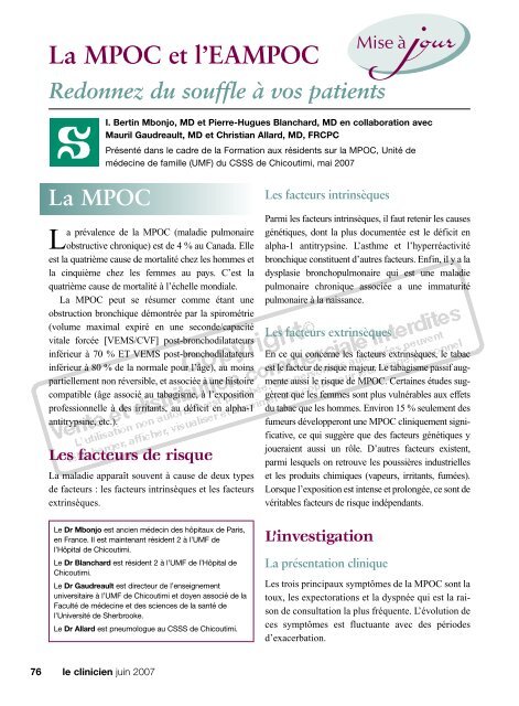 La MPOC et l'EAMPOC - STA Communications