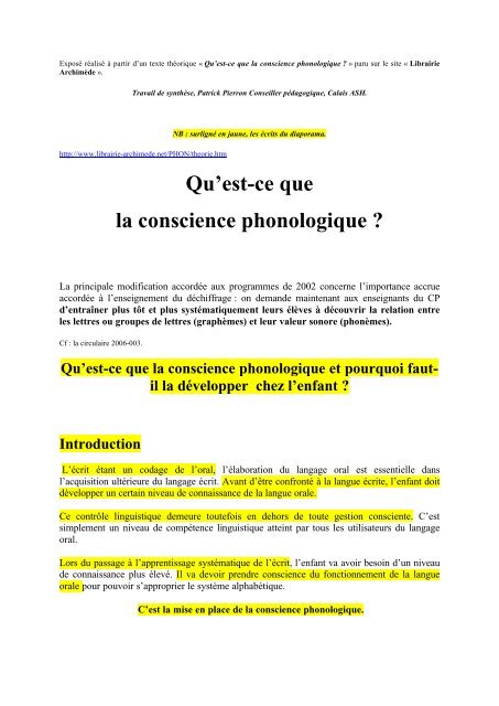 Qu'est-ce que la conscience phonologique
