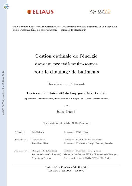 Gestion optimale de l'énergie dans un procédé multi-source pour le ...