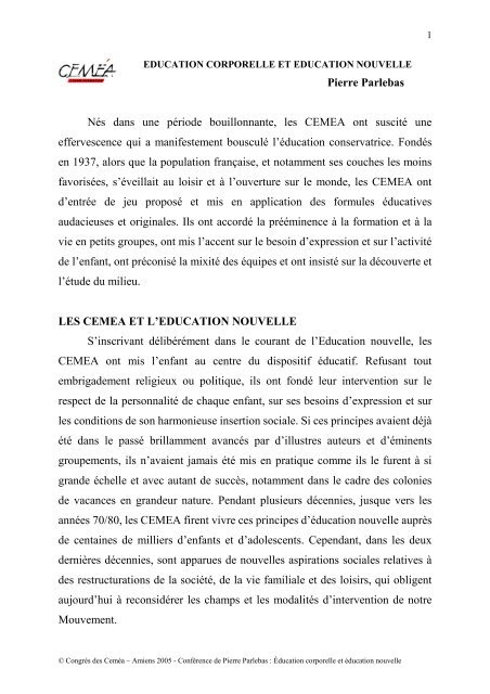 Conférence de Pierre Parlebas