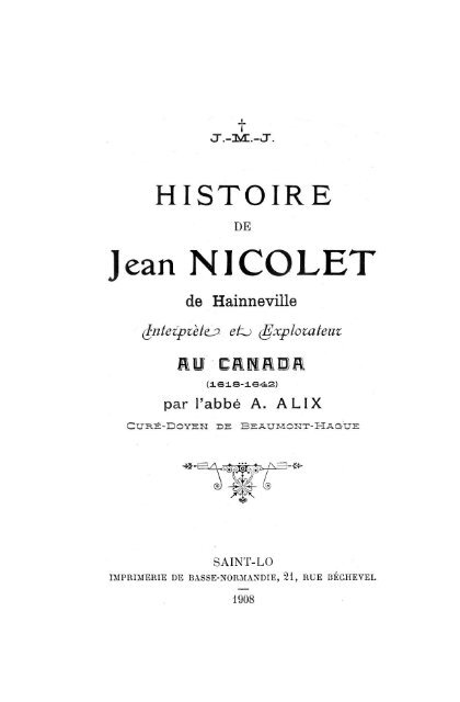Histoire de Jean Nicolet - Philippe Guillot