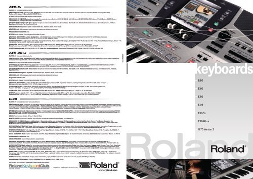 E-80 E-60 E-50 E-09 EXR-5S EXR-40 OR G-70 Version 2 - Roland ...
