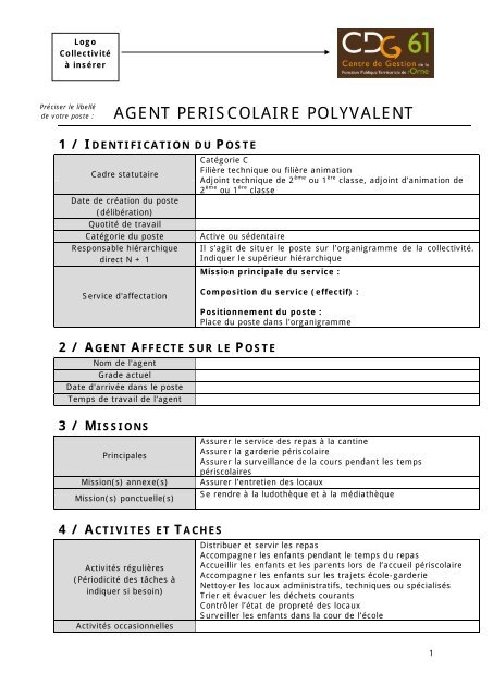 Animatrice Périscolaire Fiche Métier – RCZW