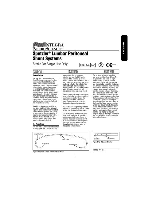 Spetzler® Lumbar Peritoneal Shunt Systems