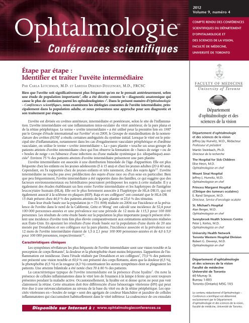 Identifier et traiter l'uvéite intermédiaire - Ophtalmologie ...