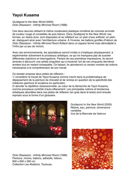 Yayoi Kusama - Bloc-notes | Arts plastiques