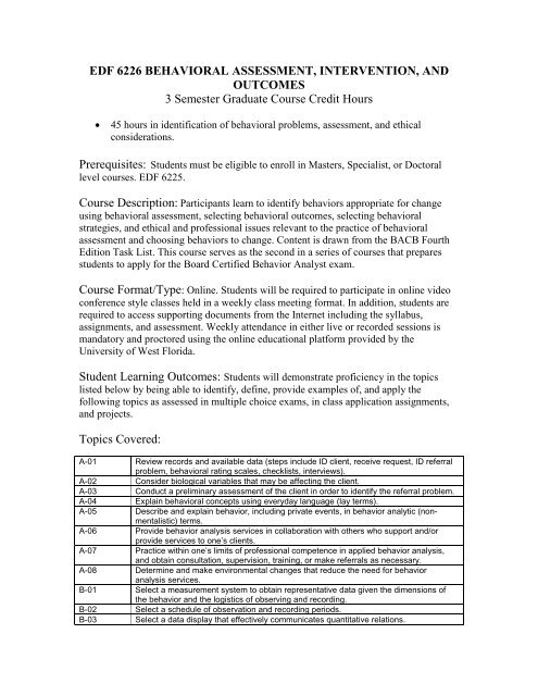 EDF 6226 - University of West Florida