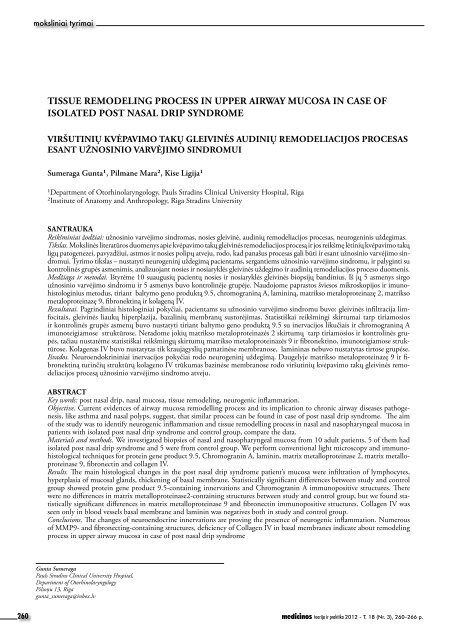 tissue remodeling process in upper airway mucosa in case of ...