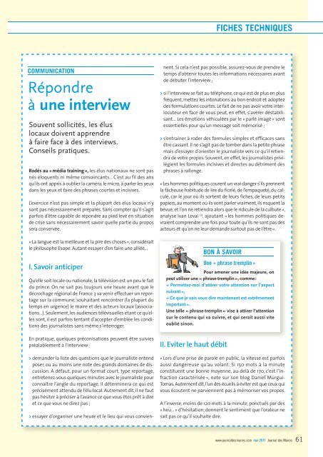 Répondre à une interview - Le Journal des Maires