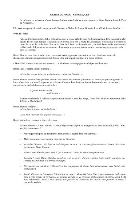 La légende de Dame Blanche (pdf) - Grains de Folie