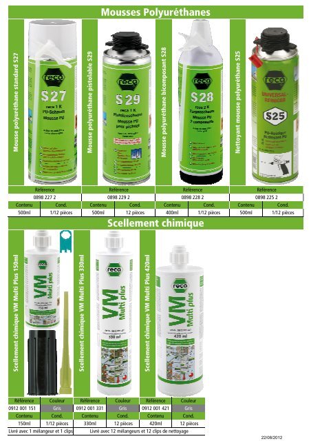 Mousses Polyuréthanes et scellement chimique - Reca
