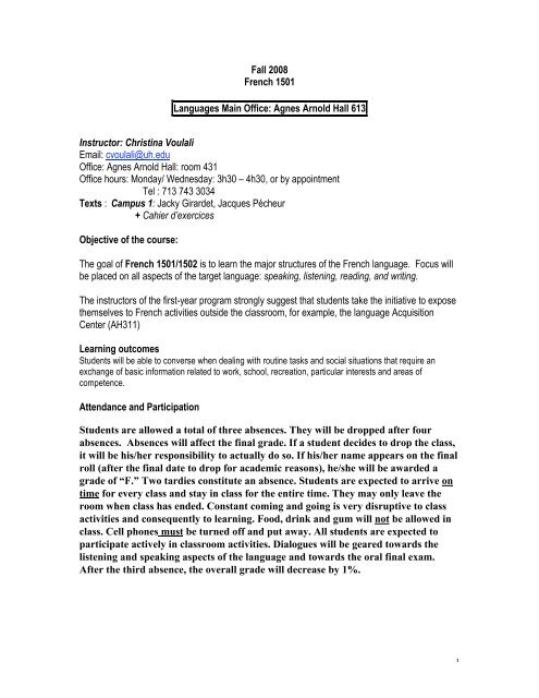 Syllabus French 1501