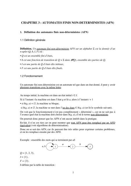 CHAPITRE 3 : AUTOMATES FINIS NON-DETERMINISTES (AFN)