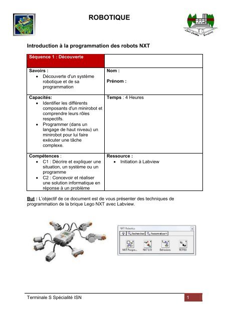 Séquence Introduction à la programmation des robots NXT