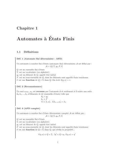 Automates à États Finis