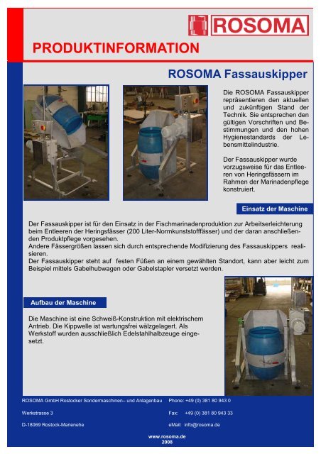 PRODUKTINFORMATION ROSOMA Fassauskipper
