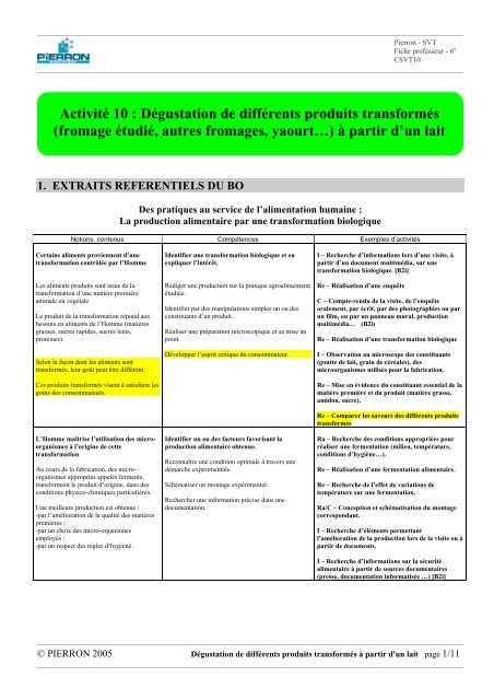 SVT Fiche professeur - Pierron