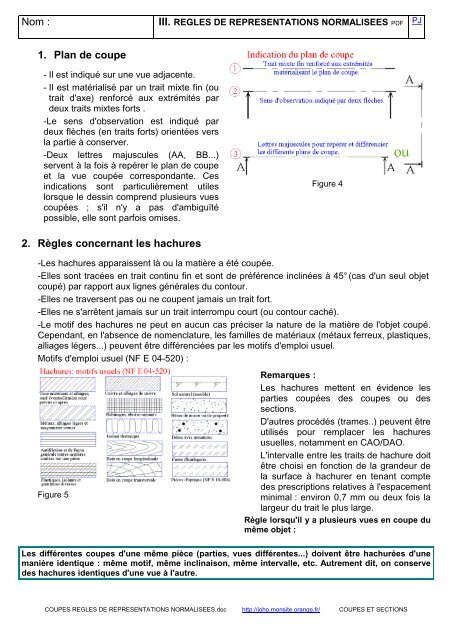 COUPES REGLES DE REPRESENTATIONS NORMALISEES